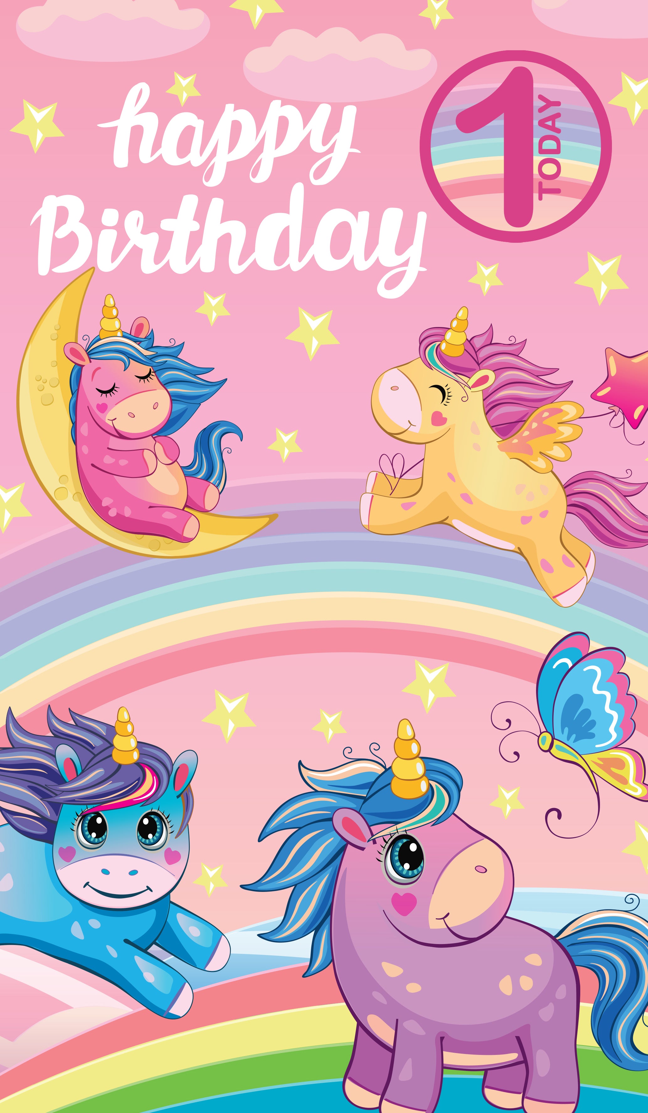 Unicorn Giant Size Birthday Card - Age 1 – CalendarsRus