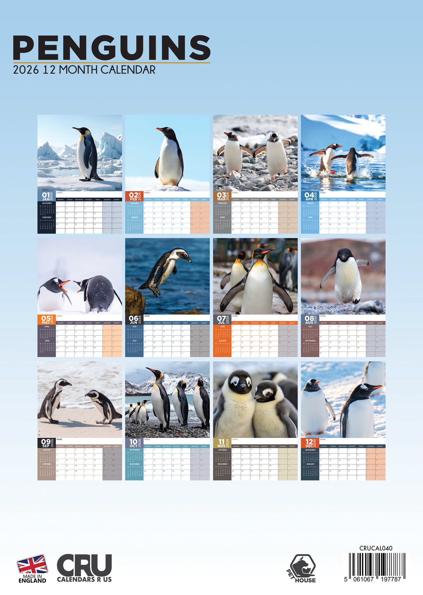 Penguins - A3 Calendar 2026 – CalendarsRus