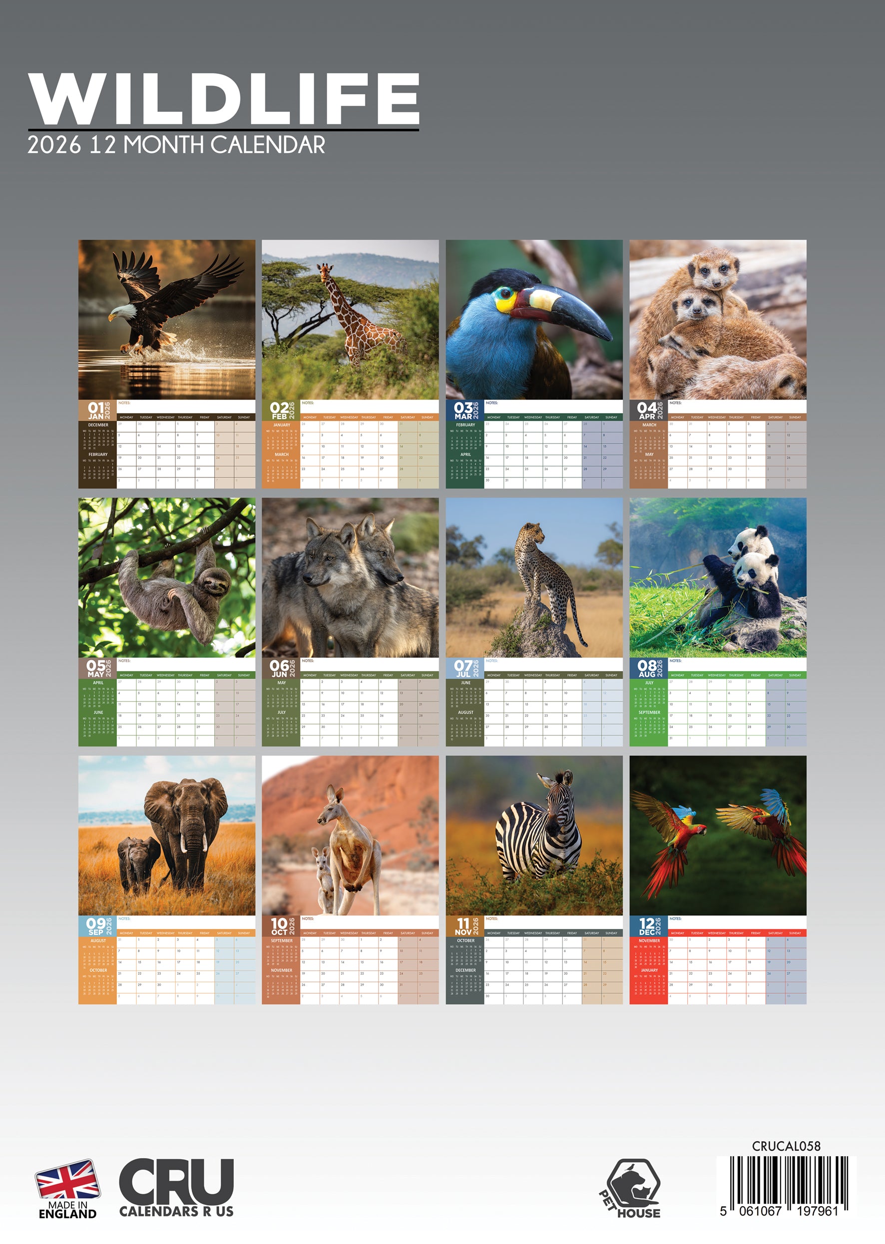 Wildlife - A3 Calendar 2026 – CalendarsRus