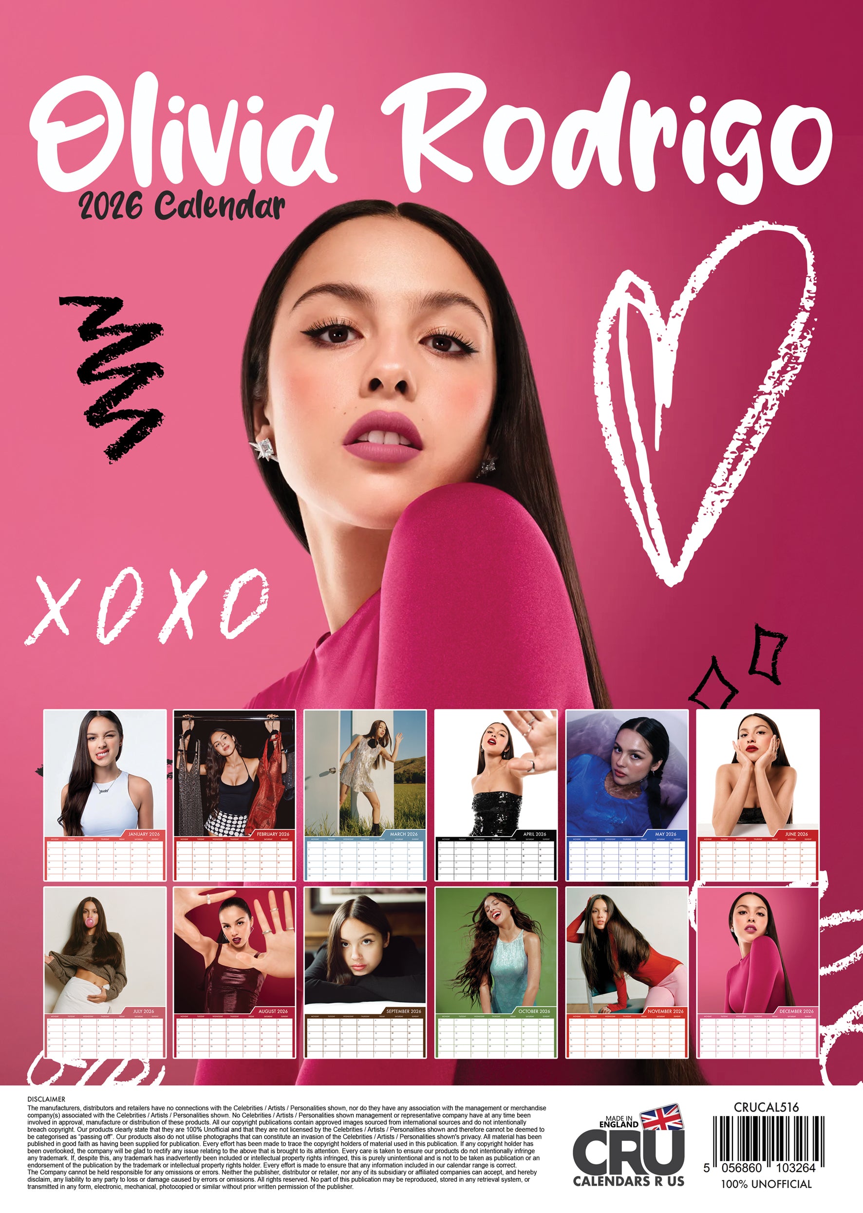 Olivia Rodrigo - A3 Calendar 2026 – CalendarsRus