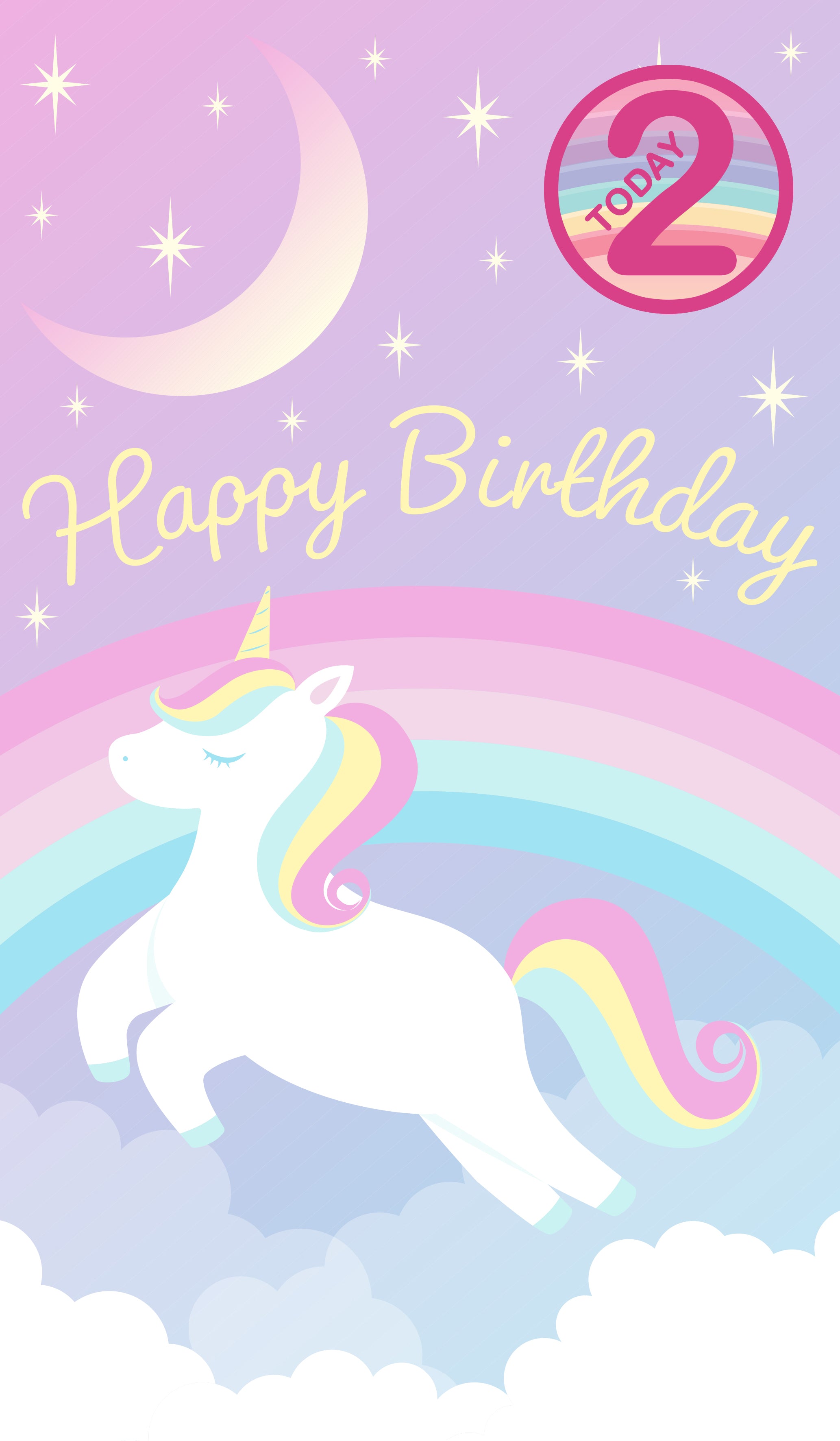 Unicorn Giant Size Birthday Card - Age 2 – CalendarsRus