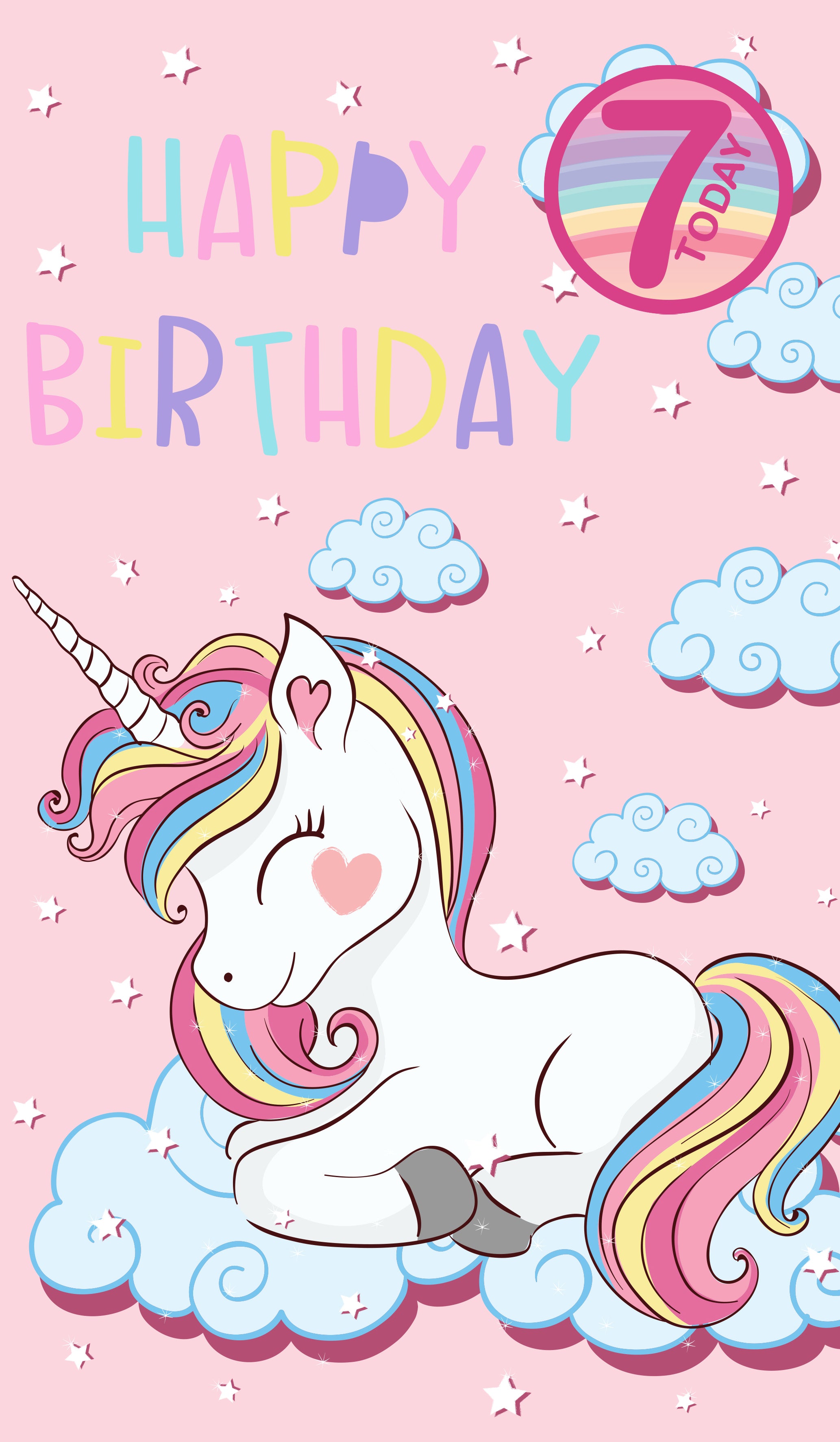 Unicorn Giant Size Birthday Card - Age 7 – CalendarsRus